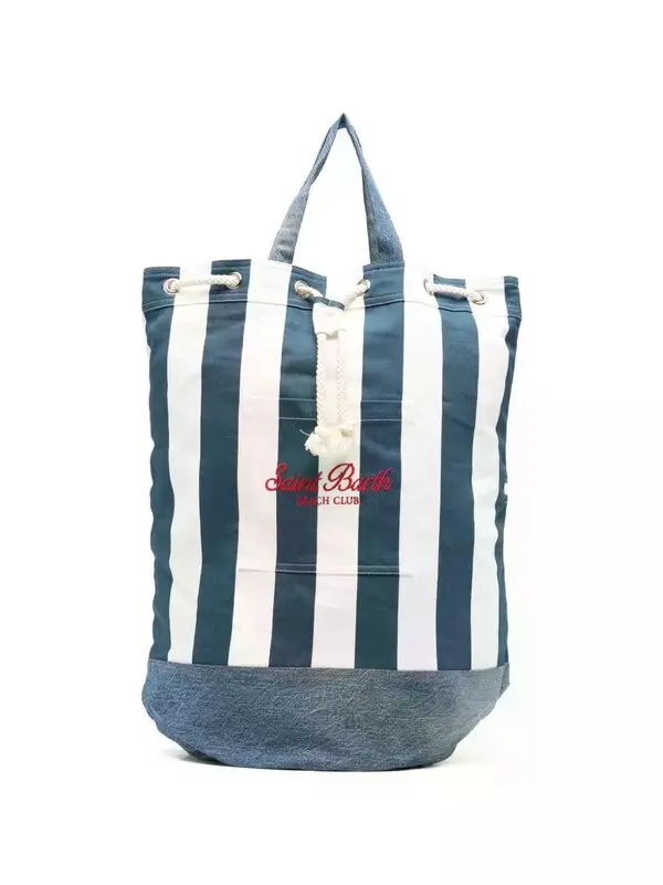 MC2 SAINT BARTH Striped Logo-embroidered Backpack - Blue