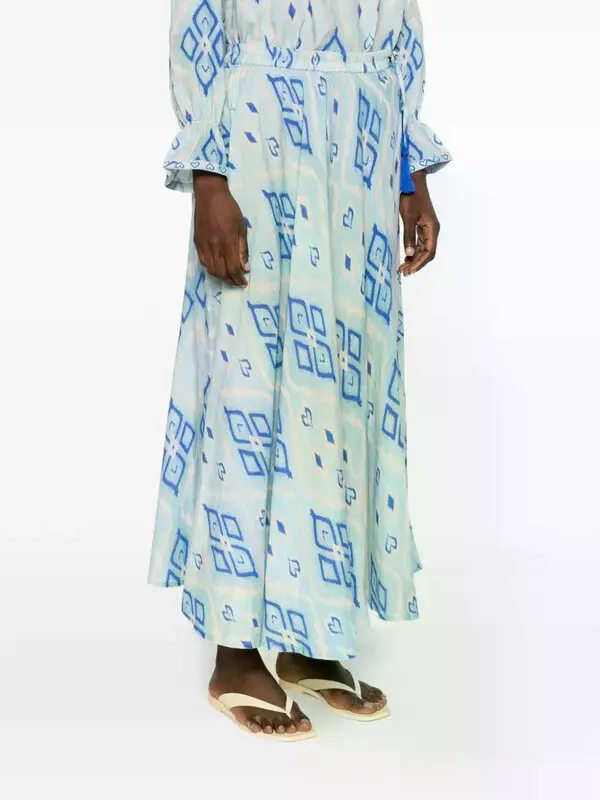 Nimo With Love Ikat-print Flared Midi Skirt