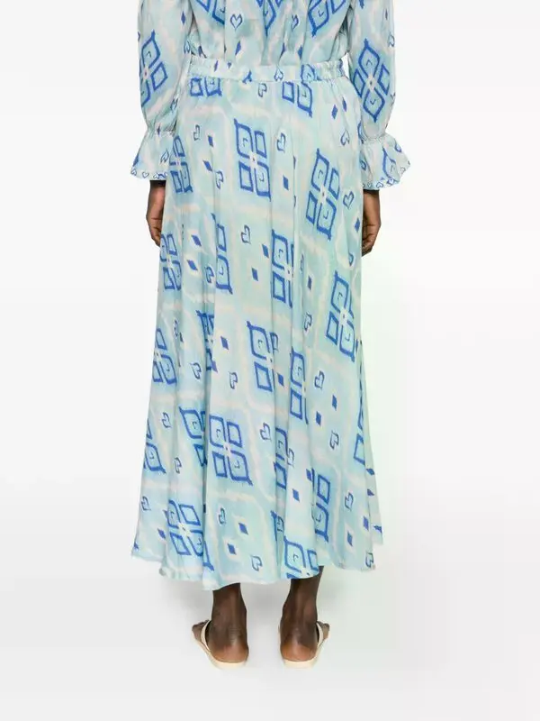 Nimo With Love Ikat-print Flared Midi Skirt