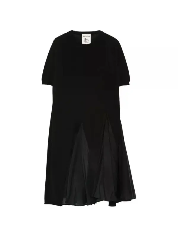 SEMICOUTURE Crew-neck Pleated Dress - Black
