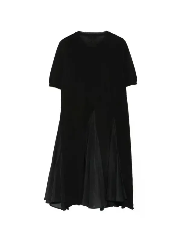 SEMICOUTURE Crew-neck Pleated Dress - Black