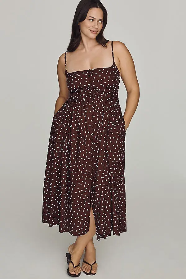 Anthropologie Katerina Button-front Dress - Brown Dot