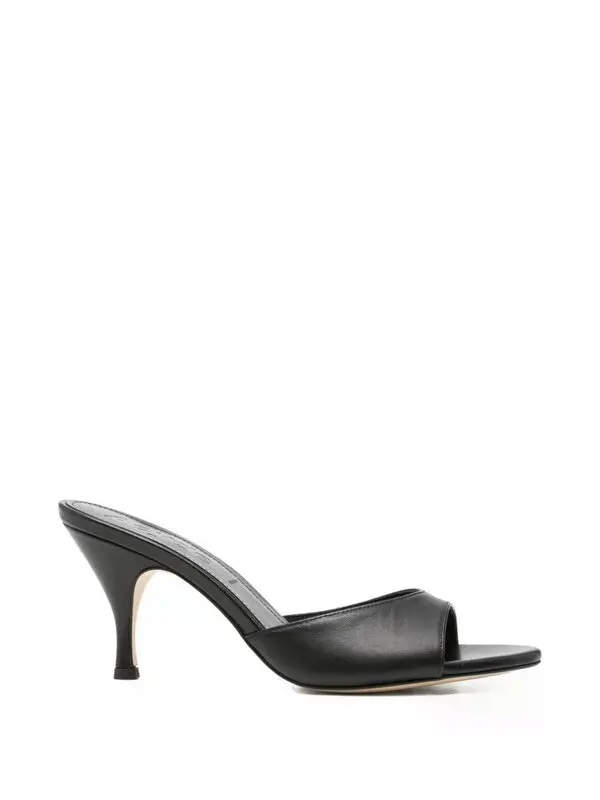 AeydĒ Samia Leather Stiletto Heel Sandals - Black