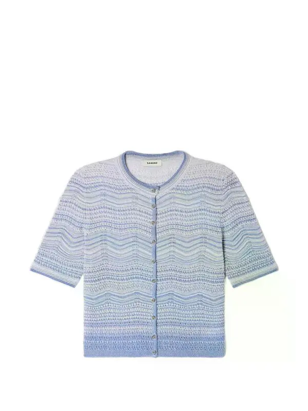 Sandro Short-sleeve Knit Cardigan With Gradient Pattern - Blue