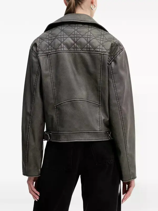 Guess Quilted-panel Biker Jacket - Grey