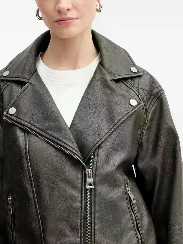 Guess Quilted-panel Biker Jacket - Grey