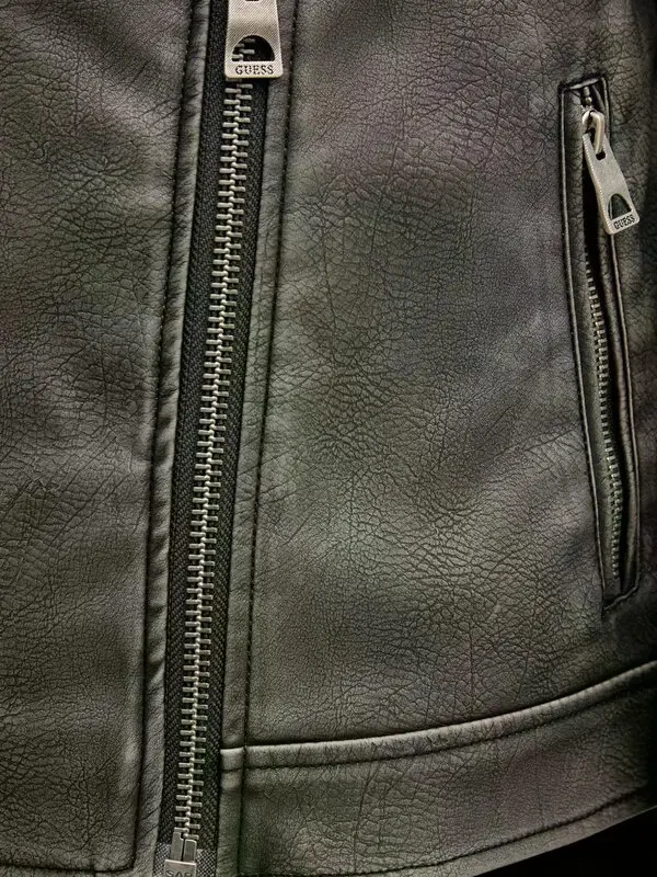 Guess Quilted-panel Biker Jacket - Grey