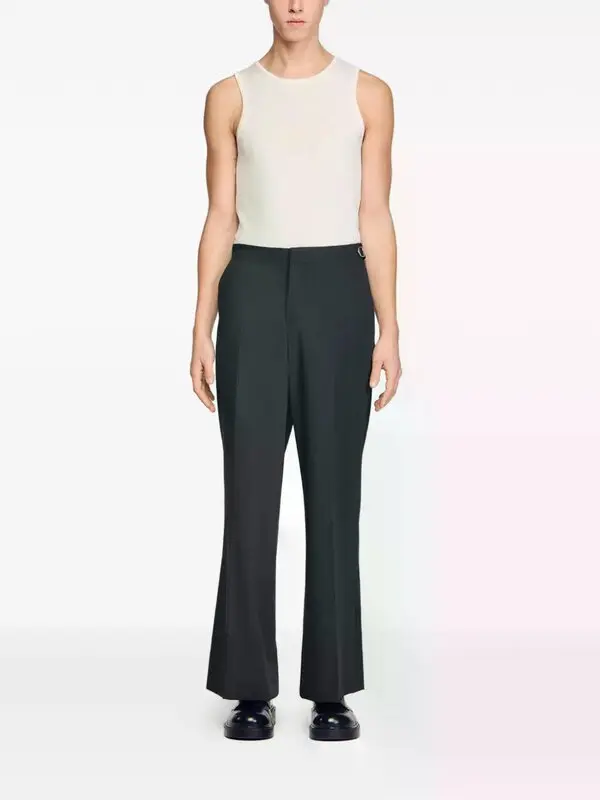 Sandro Wide-leg Wool Trousers With Buckles - Grey