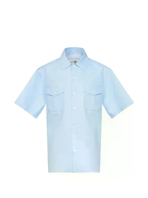 MAISON MARGIELA Button-down Short-sleeve Cotton Shirt - Blue
