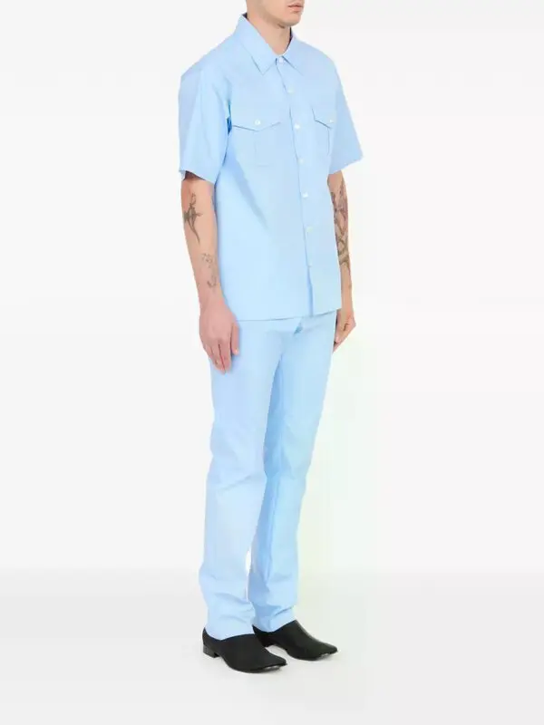 MAISON MARGIELA Button-down Short-sleeve Cotton Shirt - Blue