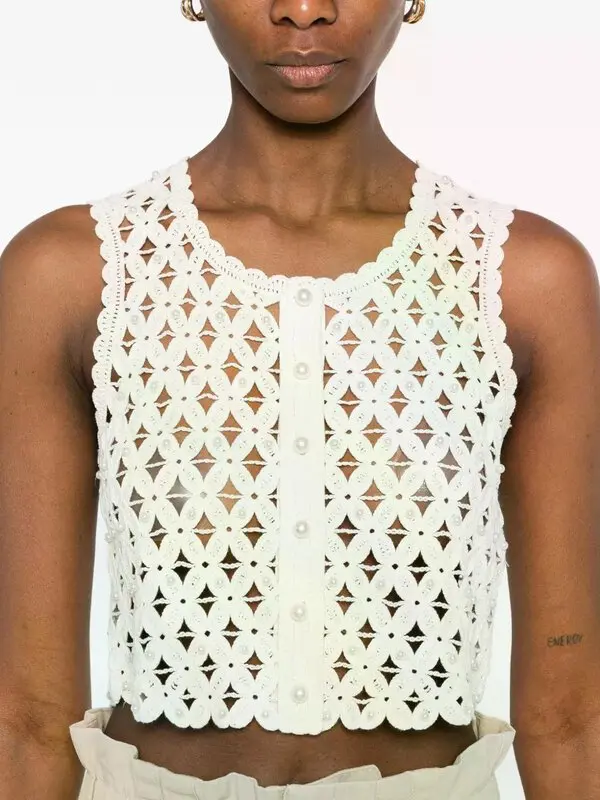 Sandro Beaded Crochet Vest