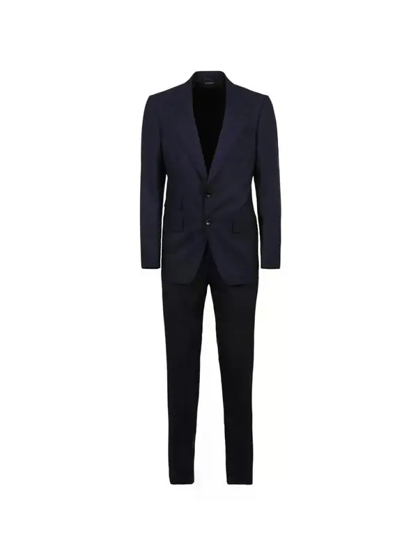 TOM FORD Satin Peak Lapel Suit - Blue
