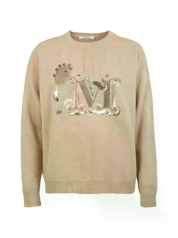 Max Mara Logo Crew-neck Sweater - Neutrals