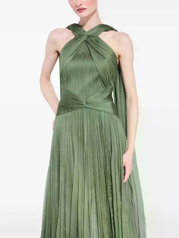 M.MARQUISE Krista Plissé Halterneck Gown
