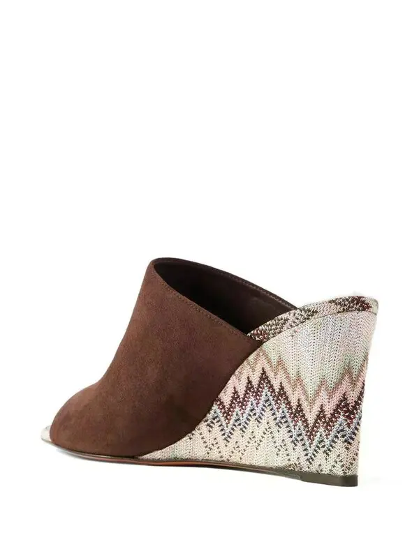 Missoni Chevron-knit Suede Mules