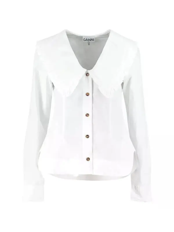 GANNI Ruffled Oversized-collar Shirt - White