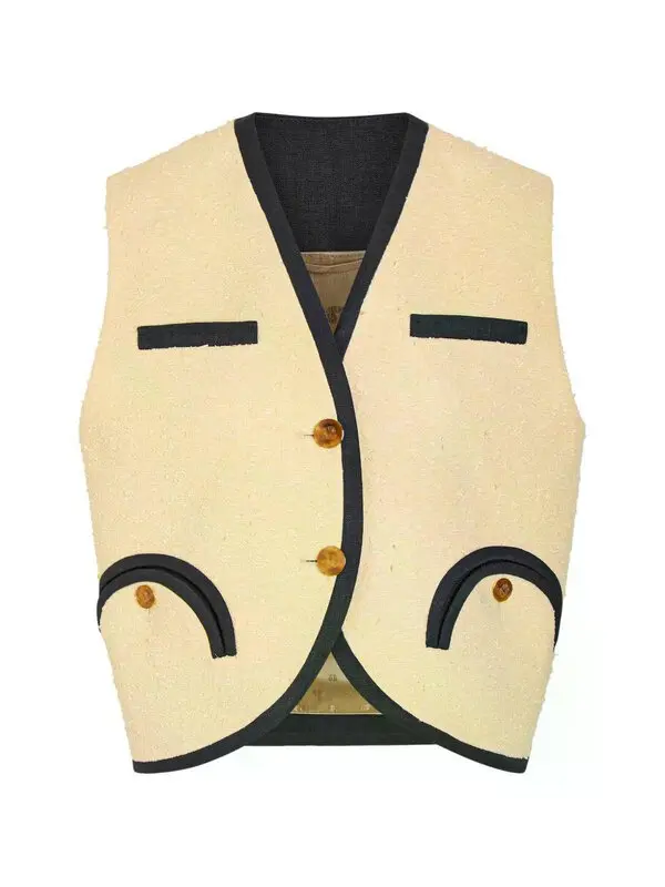 BLAZÉ MILANO Smiley Bouclé Waistcoat - Neutrals