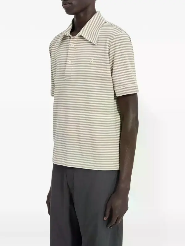 MAISON MARGIELA Striped Jersey Polo Shirt - Neutrals