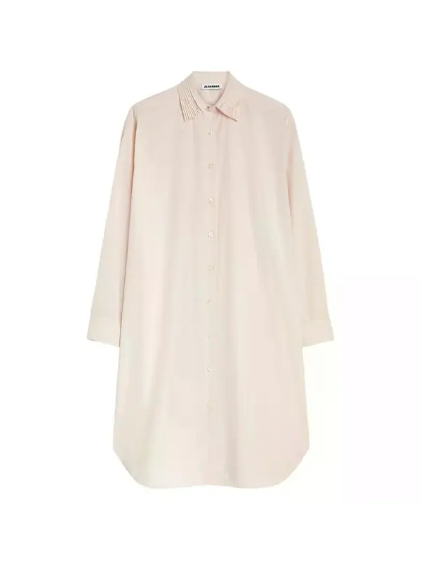 JIL SANDER Pleated Lightweight Midi Shirt Dress - Pink