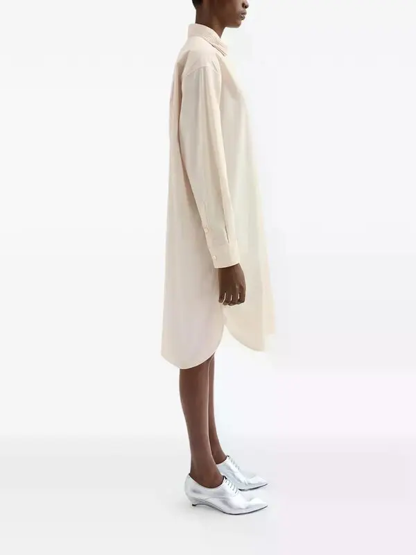 JIL SANDER Pleated Lightweight Midi Shirt Dress - Pink