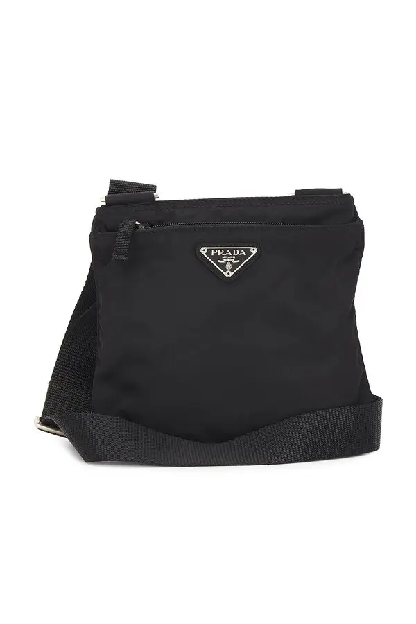 Prada Tessuto Flat Messenger Bag - Black