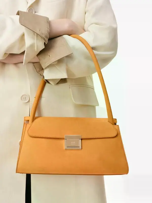 AMI Paris Small Mimi Nubuck Leather Shoulder Bag - Orange