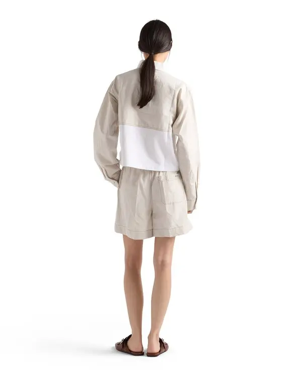 Prada Chambray And Jersey Polo Shirt - Neutral