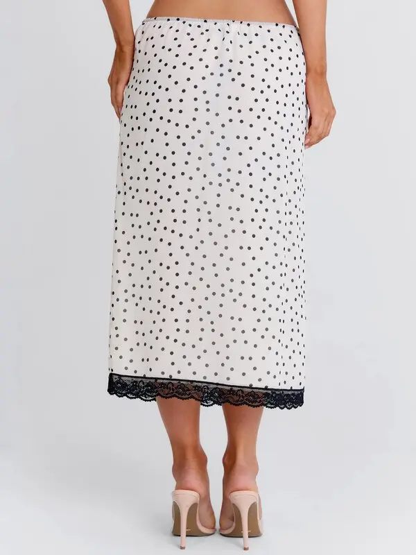 OUTCAST Elaina Cream Polka Dot Midi Skirt