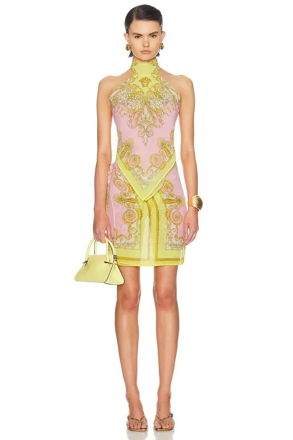 Versace Scarf Top - Pale Yellow & Rose Quartz