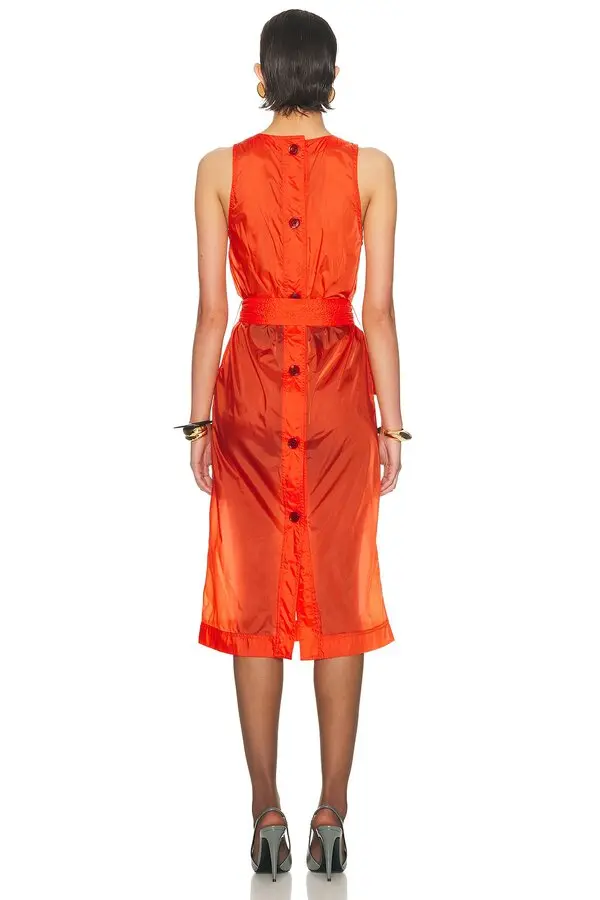 Saint Laurent Nylon Midi Dress - Rouge Orange