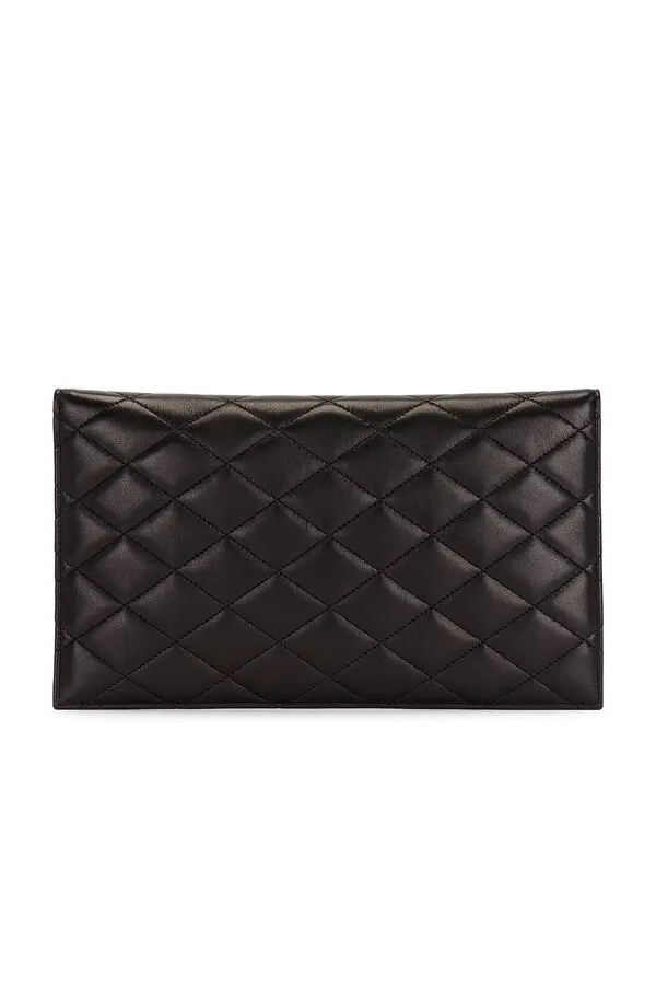 Saint Laurent Agneau Plume Matelasse Pouch - Nero