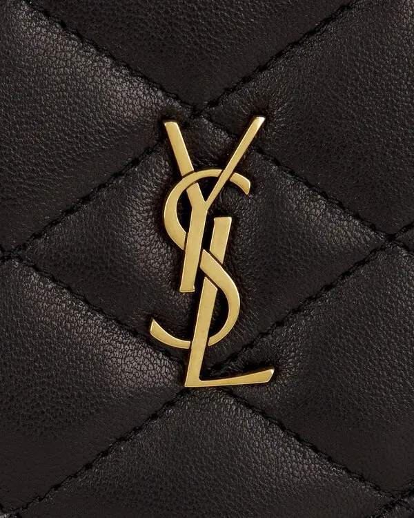 Saint Laurent Agneau Plume Matelasse Pouch - Nero