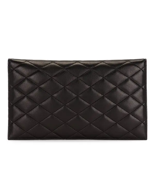 Saint Laurent Agneau Plume Matelasse Pouch - Nero