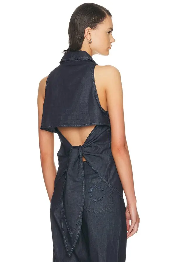 SIMONMILLER Loch Sleeveless Chambray Button Up Top - Indigo