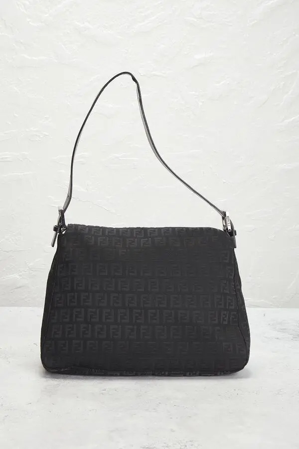 Fendi Zucchino Mama Baguette Shoulder Bag - Black