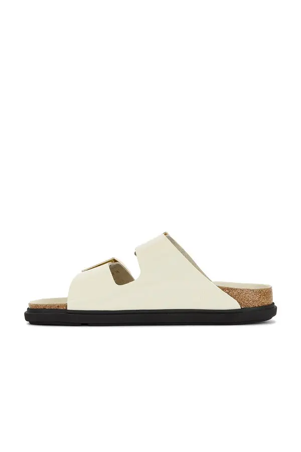 BIRKENSTOCK Arizona Droplet Buckle High Shine Sandal - Ecru