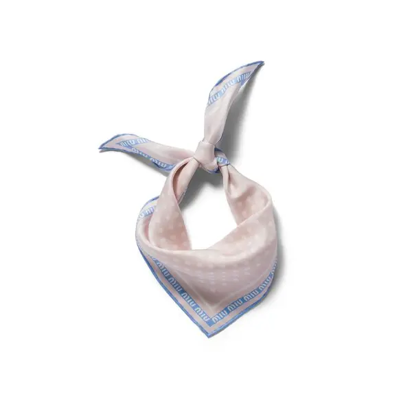 Miu Miu Printed Twill Scarf - Alabaster Pink/periwinkle