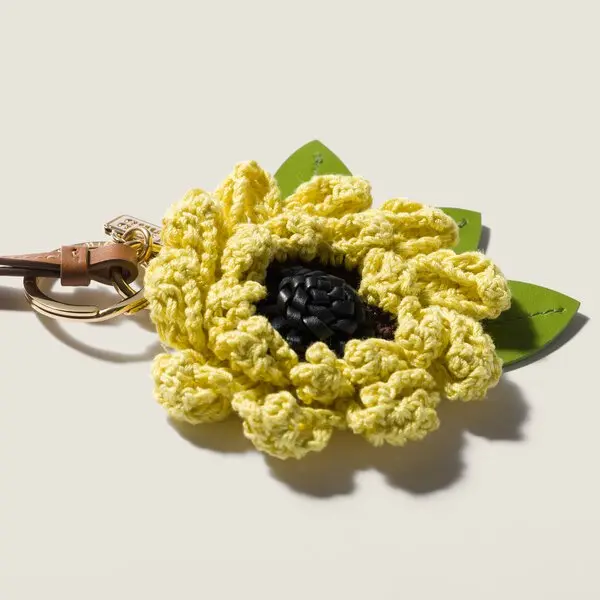 Miu Miu Fabric And Leather Key Ring Trick - Yellow