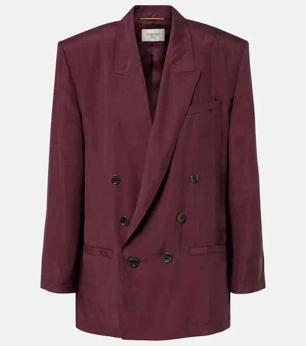 Saint Laurent Double-breasted Silk Blazer - Purple