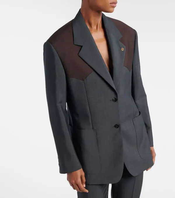 Versace Medusa Wool And Mohair Blazer - Grey