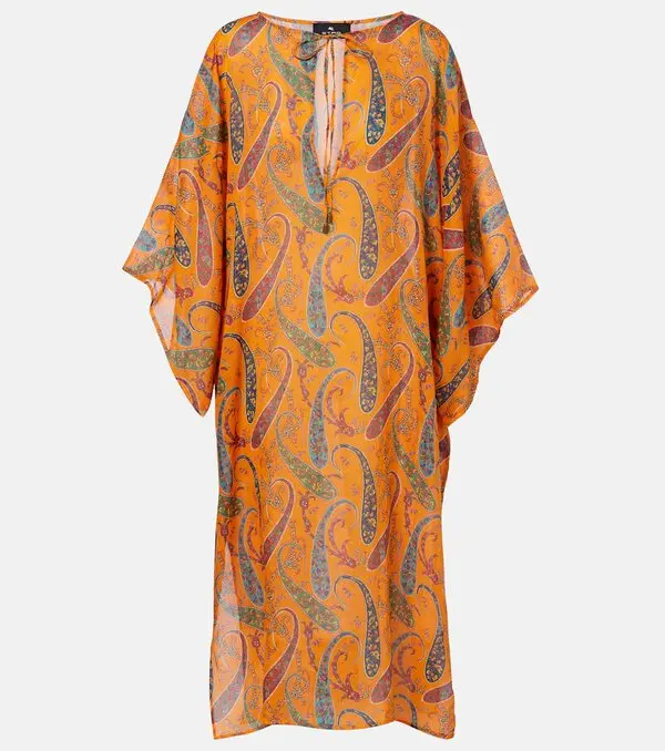 Etro Paisley Ramie Kaftan - Orange