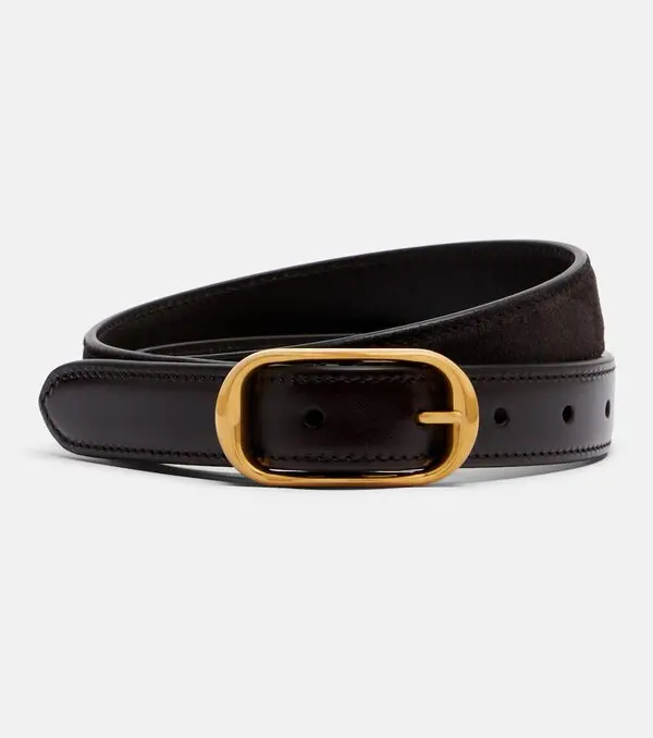 NILI LOTAN Reine Leather And Suede Belt - Brown