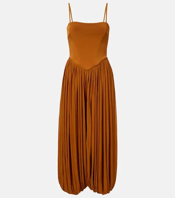 Zimmermann Luna Pleated Jersey Jumpsuit - Brown