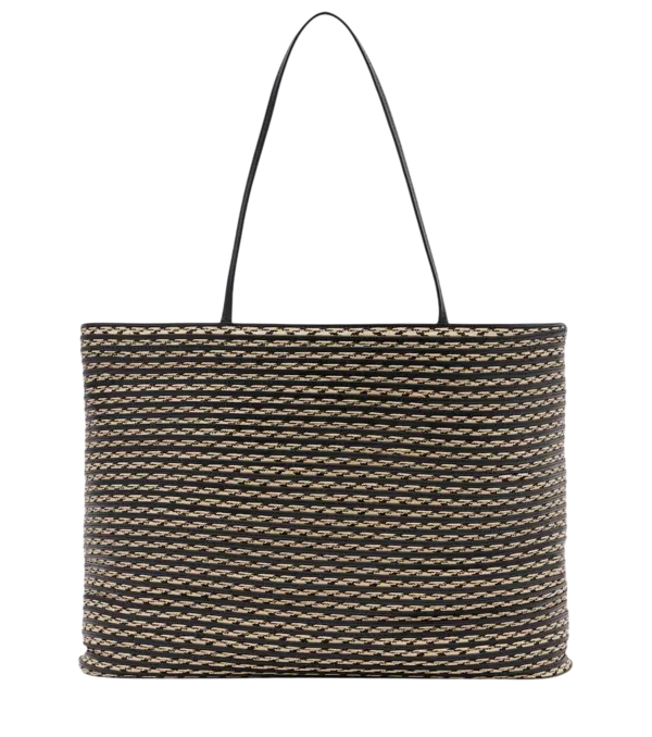 THE ROW Beau Large Raffia And Leather Tote Bag - Black