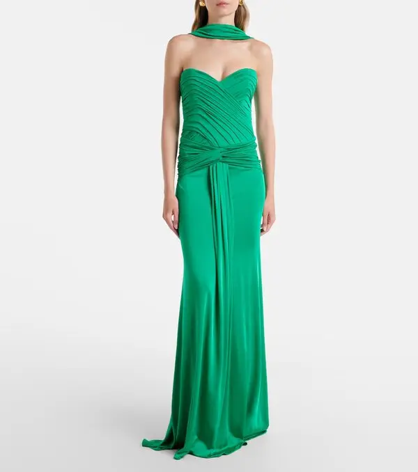 THE NEW ARRIVALS ILKYAZ OZEL Gathered Ruched Gown
