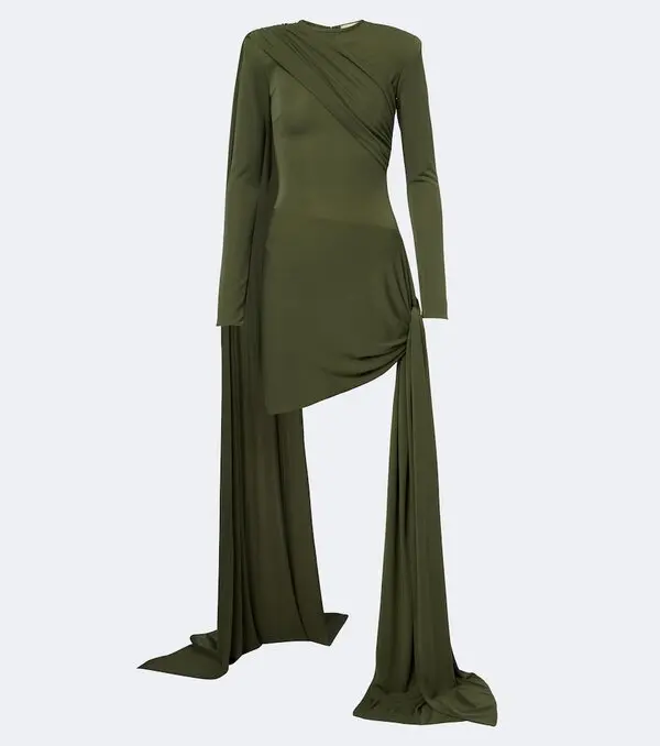 THE NEW ARRIVALS ILKYAZ OZEL Draped Gathered Minidress - Green