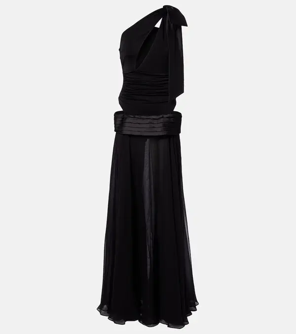 THE NEW ARRIVALS ILKYAZ OZEL Cutout One-shoulder Gown - Black