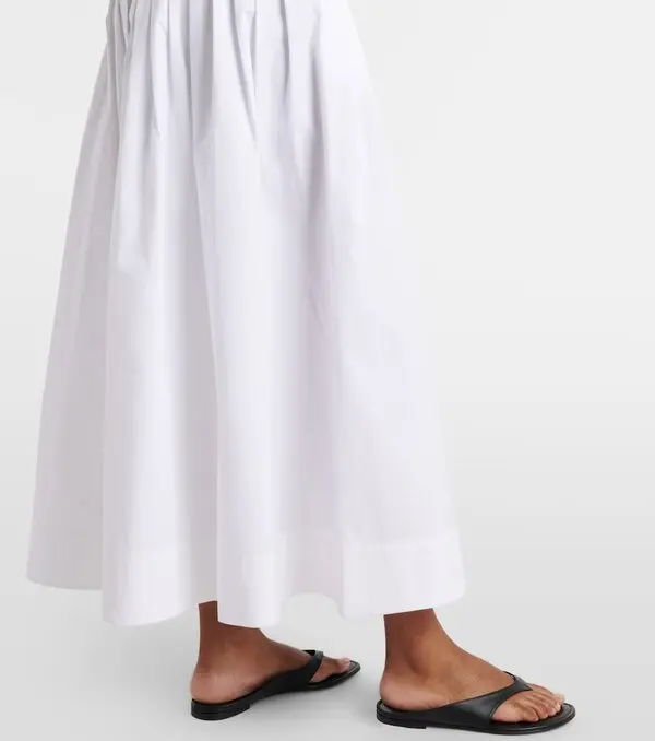 RÓHE Pleated Cotton Poplin Midi Skirt