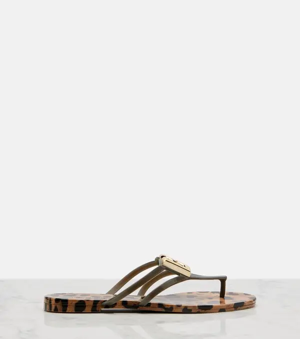 Dolce & Gabbana Leopard-print Thong Sandals - Brown