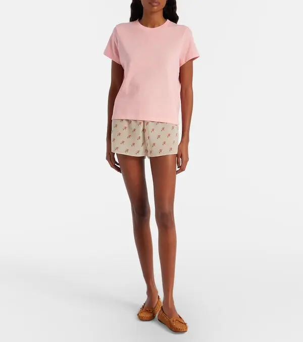 Khaite Tilly Floral Silk Organza Shorts - White